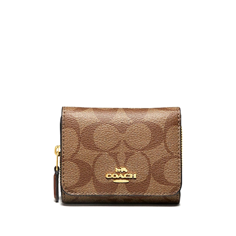 Coach Small Trifold Wallet Signature Canvas - Gem